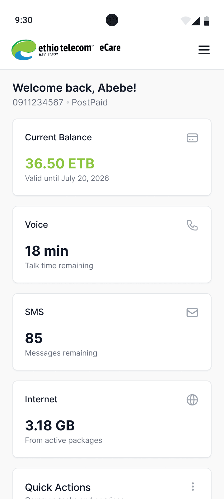 eCare - ethio telecom